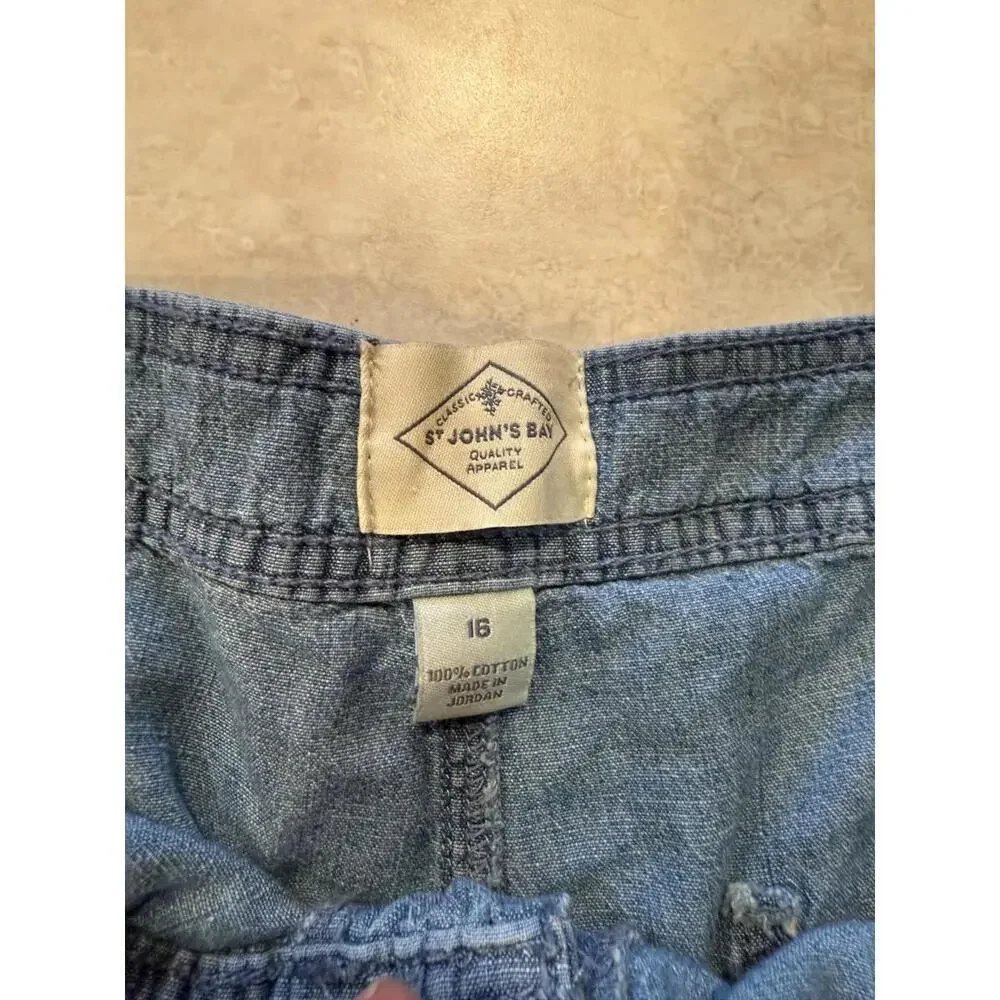 Shorts | Womens Cargo Shorts Denim Chambray Blue Utility Pocket Button ...